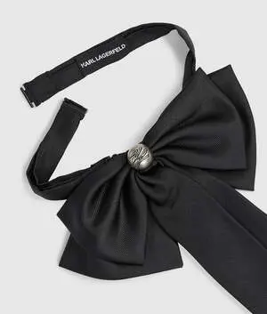 Karl Lagerfeld Oversized Bow Tie With Autograph Logo Pin
