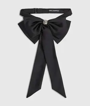 Karl Lagerfeld Oversized Bow Tie With Autograph Logo Pin