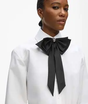 Karl Lagerfeld Oversized Bow Tie With Autograph Logo Pin