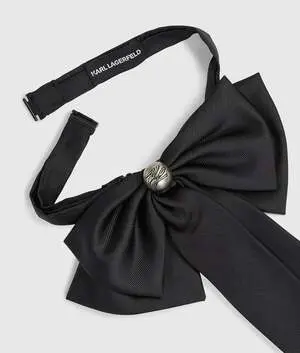 Karl Lagerfeld Oversized Bow Tie With Autograph Logo Pin