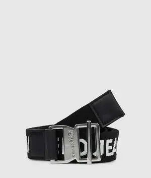 KL JEANS Jeans Textured Cotton Webbing Belt With Logo - Black