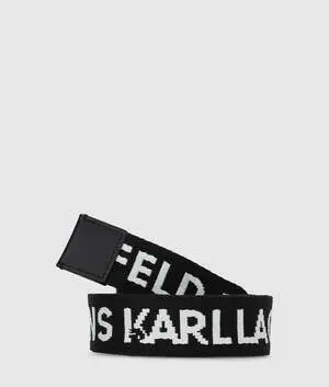 KL JEANS Jeans Textured Logo Webbing Belt - Black