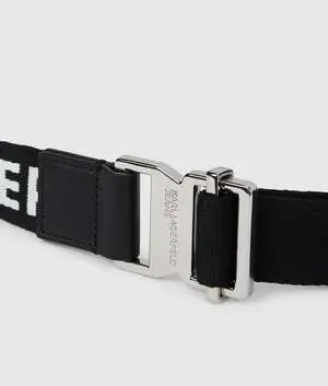 KL JEANS Jeans Textured Logo Webbing Belt - Black