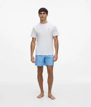 Karl Lagerfeld Striped Pajama Set With Embroidered Crest