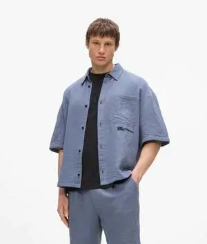 Karl Lagerfeld Crinkled Cotton Shirt - Grisaille