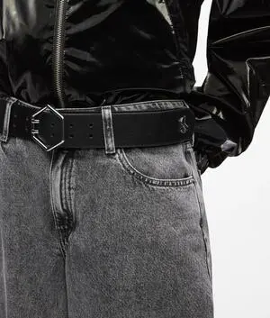 KL JEANS Jeans Wide Hexagonal Buckle Leather Belt