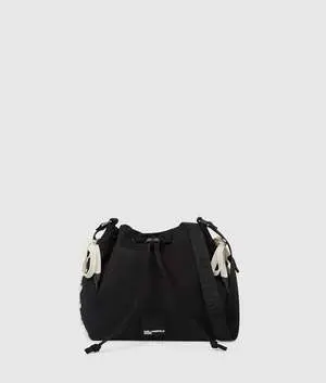KL JEANS Nylon Lace-up Bucket Bag - Black
