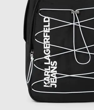 KL JEANS Utility Backpack With Drawstring Detail And Logo - Black