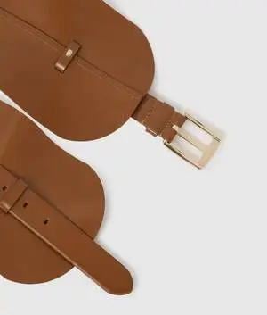 Karl Lagerfeld K/essential Wide Corset Belt - Dark Tan