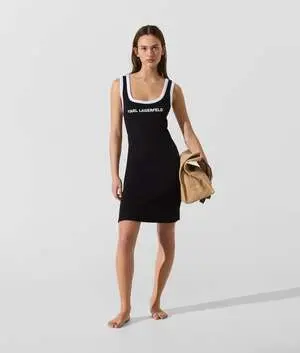 Karl Lagerfeld Logo Beach Tank Dress - Black