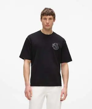 KL JEANS Distressed Monogram Boxy T-shirt - Black