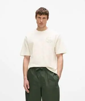 KL JEANS Distressed Monogram Boxy T-shirt - Egret