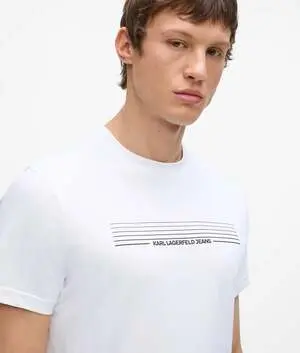 KL JEANS Slim Striped Logo T-shirt - White