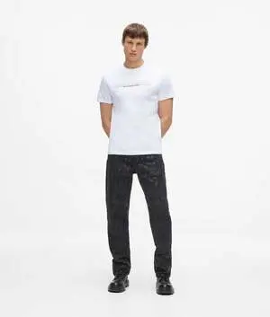 KL JEANS Slim Striped Logo T-shirt - White