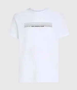 KL JEANS Slim Striped Logo T-shirt - White