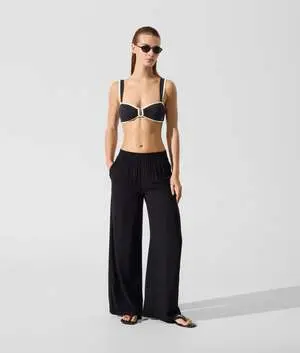 Karl Lagerfeld Signature Wide-leg Beach Pants - Black