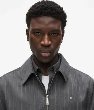 Karl Lagerfeld Pinstripe Wool Blend Zip-front Jacket