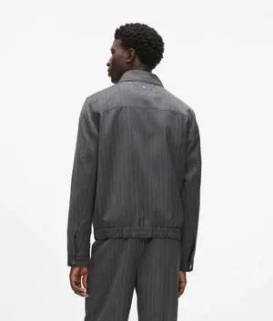 Karl Lagerfeld Pinstripe Wool Blend Zip-front Jacket