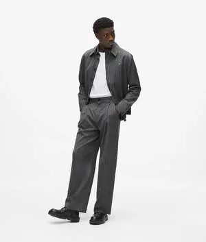 Karl Lagerfeld Pinstripe Wool Blend Zip-front Jacket