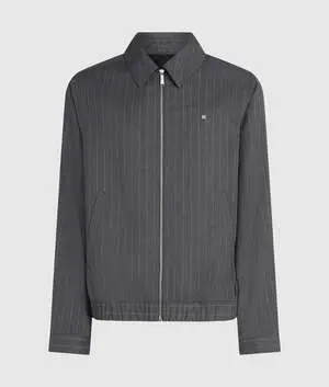 Karl Lagerfeld Pinstripe Wool Blend Zip-front Jacket