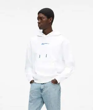 KL JEANS Relaxed Graphic Karl Print Hoodie - White