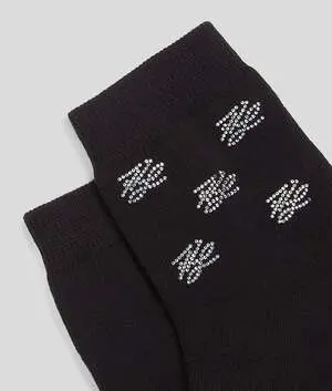 Karl Lagerfeld K/autograph Rhinestone Socks – 2-pack