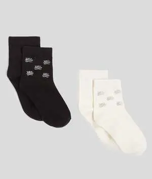 Karl Lagerfeld K/autograph Rhinestone Socks – 2-pack