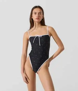 Karl Lagerfeld Polka Dot Cheeky Swimsuit - Polka Dot-black