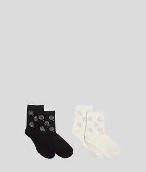 Karl Lagerfeld Ikon Rhinestone Socks 2-pack