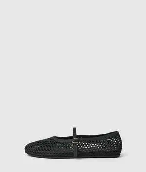 Karl Lagerfeld Matte Rubber Mesh Jelly Ballet Strap Pumps
