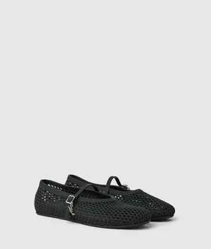 Karl Lagerfeld Matte Rubber Mesh Jelly Ballet Strap Pumps