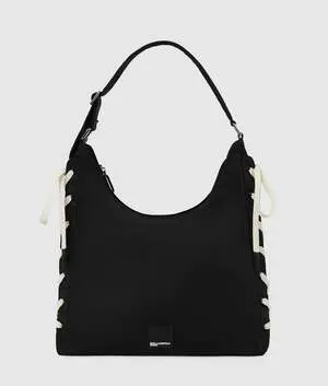 KL JEANS Jeans Polyamide Lace-up Tote Bag - Black