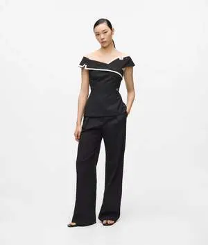 Karl Lagerfeld Tailored Off-shoulder Top With Contrast Piping