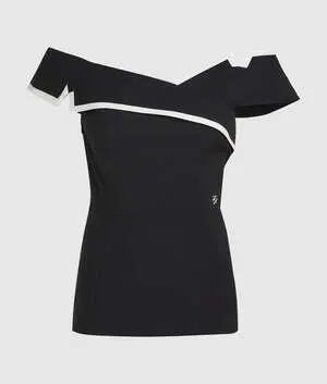 Karl Lagerfeld Tailored Off-shoulder Top With Contrast Piping