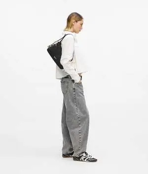 KL JEANS Jeans Nylon Shoulder Bag With Lace-up Detail - Black