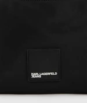 KL JEANS Jeans Nylon Shoulder Bag With Lace-up Detail - Black