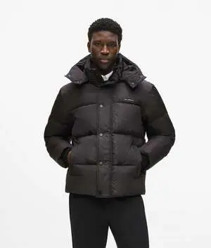 Karl Lagerfeld Short Hooded Puffer Jacket - Black