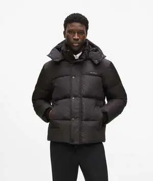 Karl Lagerfeld Short Hooded Puffer Jacket - Black