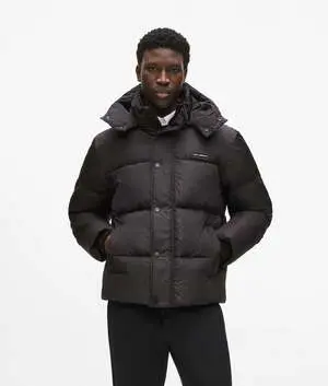 Karl Lagerfeld Short Hooded Puffer Jacket - Black