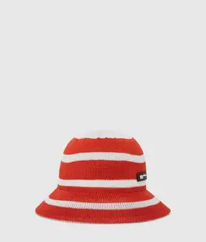 Karl Lagerfeld Knitted Bucket Hat - Horizontal Grenadine-white Stripes