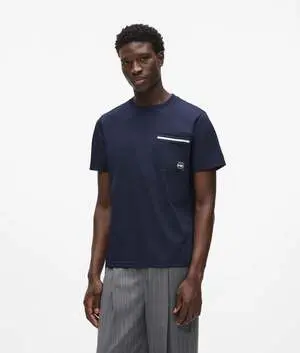 Karl Lagerfeld Ikon Stripe Pocket T-shirt - Peacoat