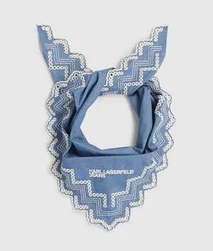 KL JEANS Denim Triangle Bandana Scarf - Washed Mid Blue