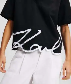 Karl Lagerfeld Embroidered V-neck T-shirt - Black