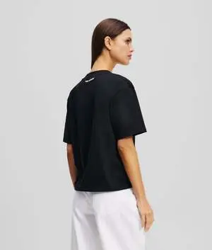 Karl Lagerfeld Embroidered V-neck T-shirt - Black