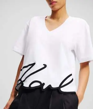 Karl Lagerfeld Embroidered V-neck T-shirt - White