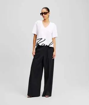 Karl Lagerfeld Embroidered V-neck T-shirt - White