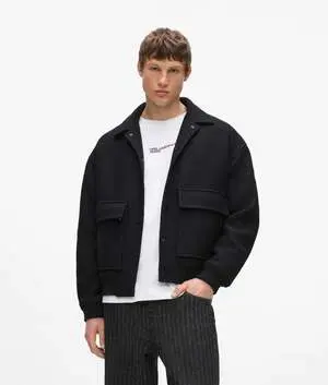 KL JEANS Jeans Wool Blend Bomber Jacket - Black