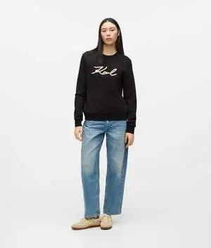 Karl Lagerfeld Signature Rope Detail Crewneck Sweatshirt