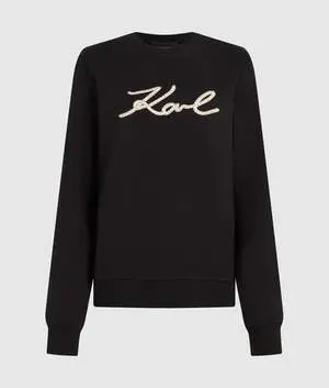 Karl Lagerfeld Signature Rope Detail Crewneck Sweatshirt