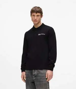 KL JEANS Long-sleeved Logo Polo Shirt - Black